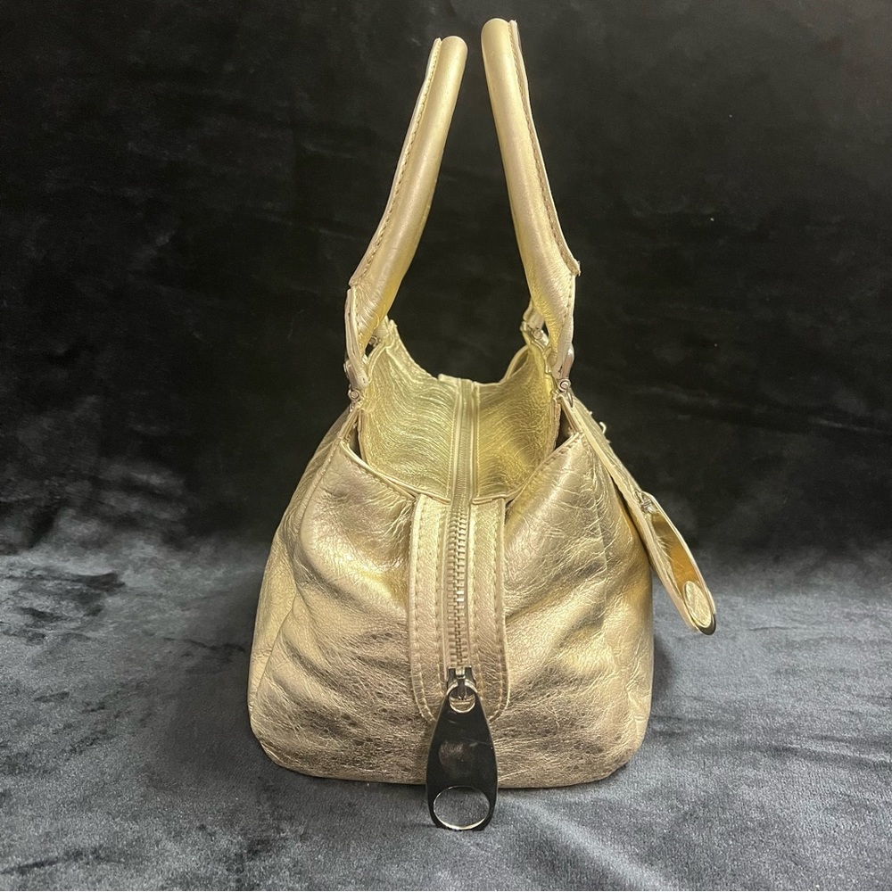 Regina Italian Leather Gold Metallic Handbag - Gem